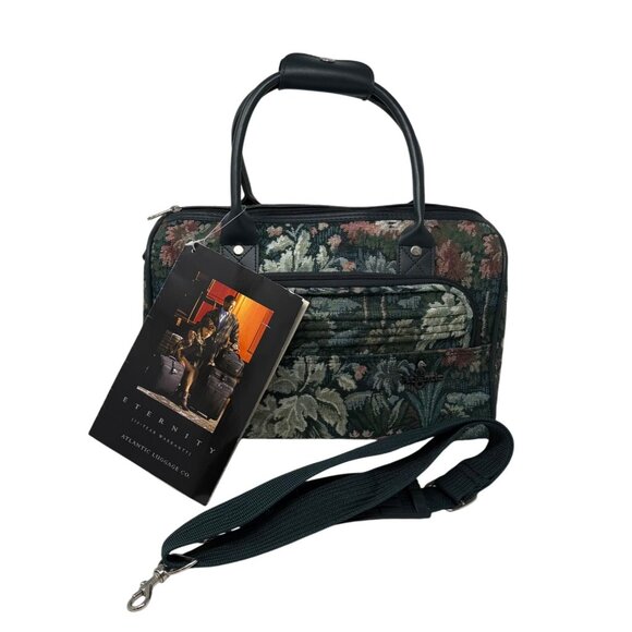 Atlantic | Bags | Vtg Atlantic Travel Bag Green Floral Tapestry Carry ...